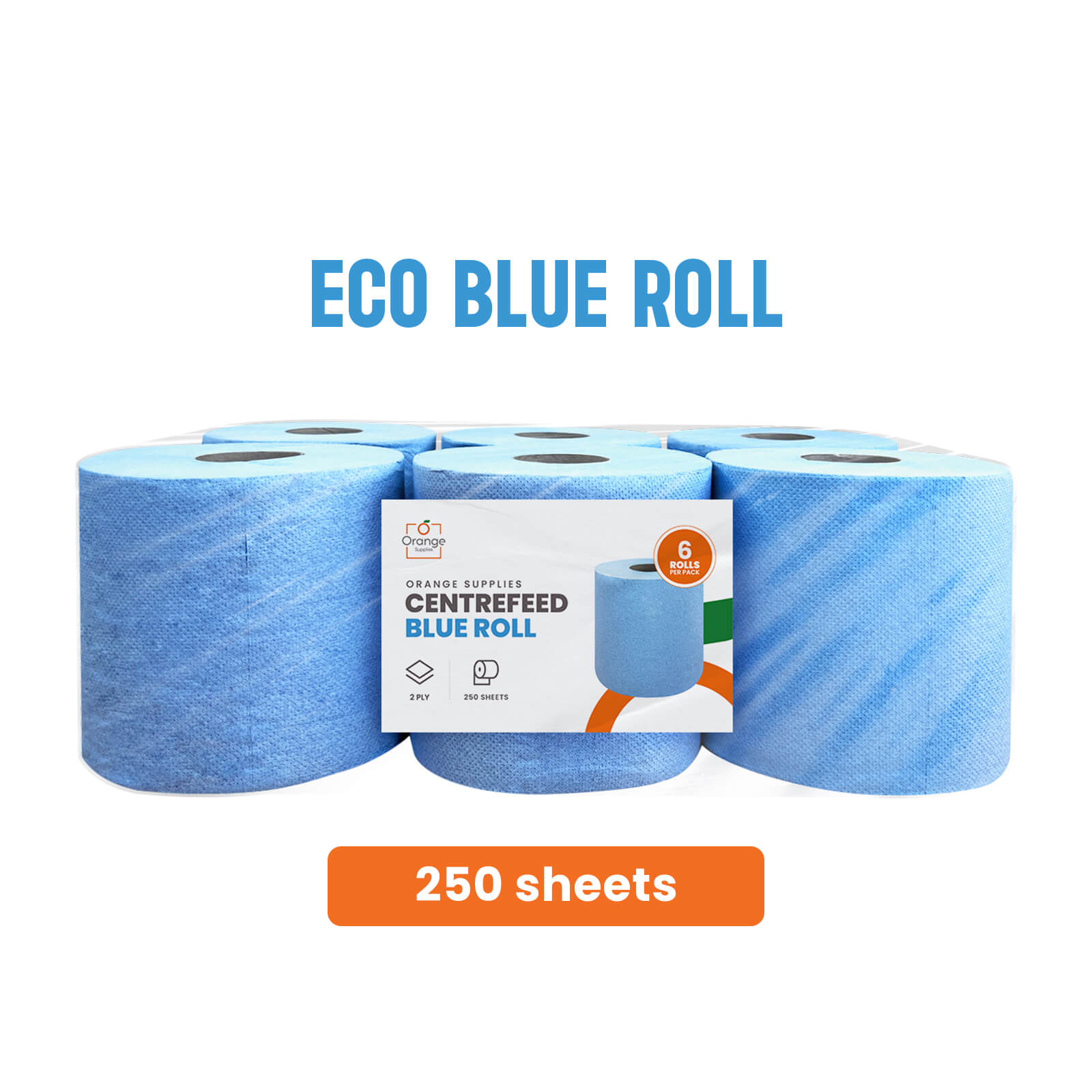 ECO Blue Roll 2-Ply Centrefeed | 250 Sheets | Wholesale Option